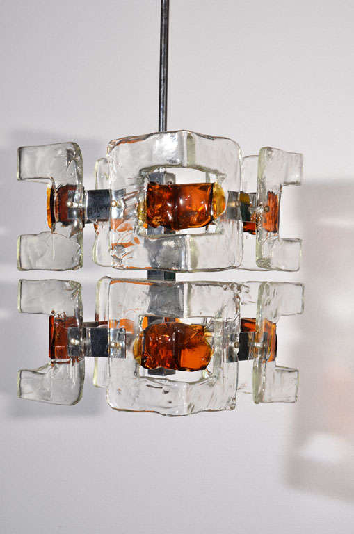 "Ice" lantern in clear and amber glass, attributed to Mazzega at 1stDibs