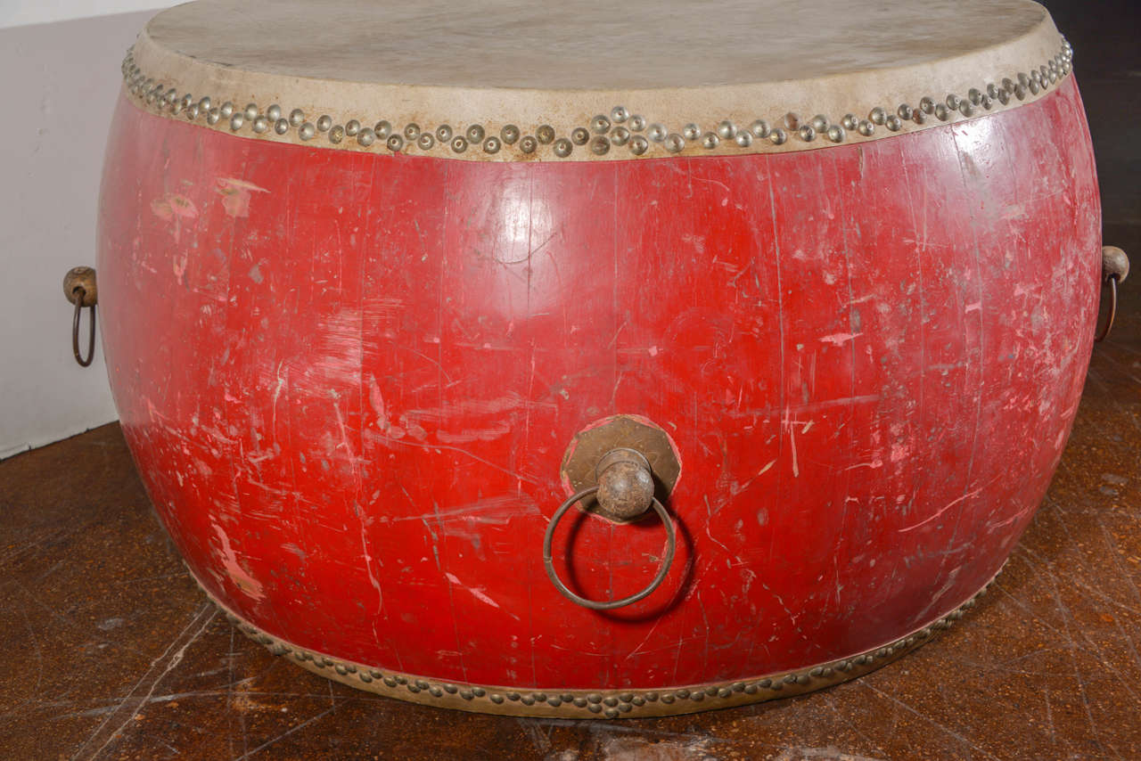 Chinese Large Ceremonial Drum as Unique Center Table or Dining Table at ...