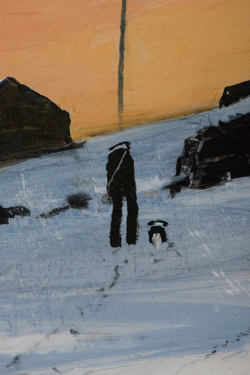 Peter Brook landscape painting oil on board, England circa 1970 For ...