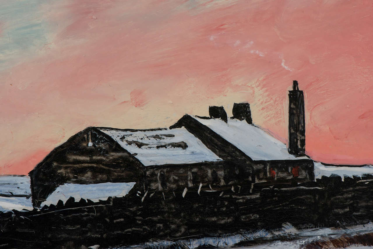 Peter Brook landscape painting oil on board, England circa 1971 For ...
