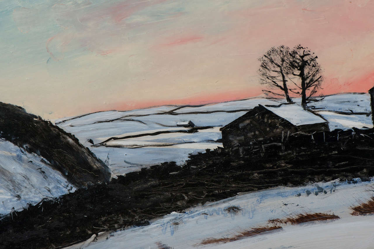 Peter Brook landscape painting oil on board, England circa 1971 For ...