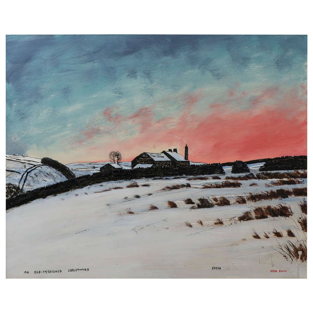 Peter Brook landscape painting oil on board, England circa 1971 For ...