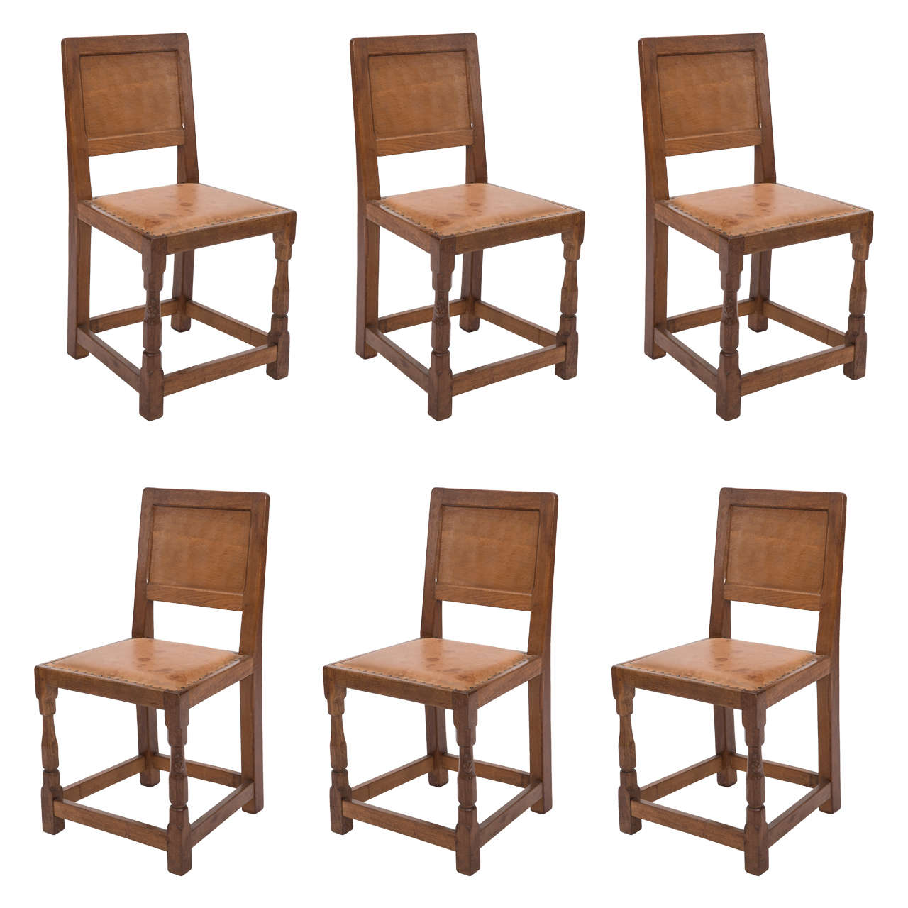 Set of Six Robert Mouseman Thompson Dining Chairs at 1stDibs