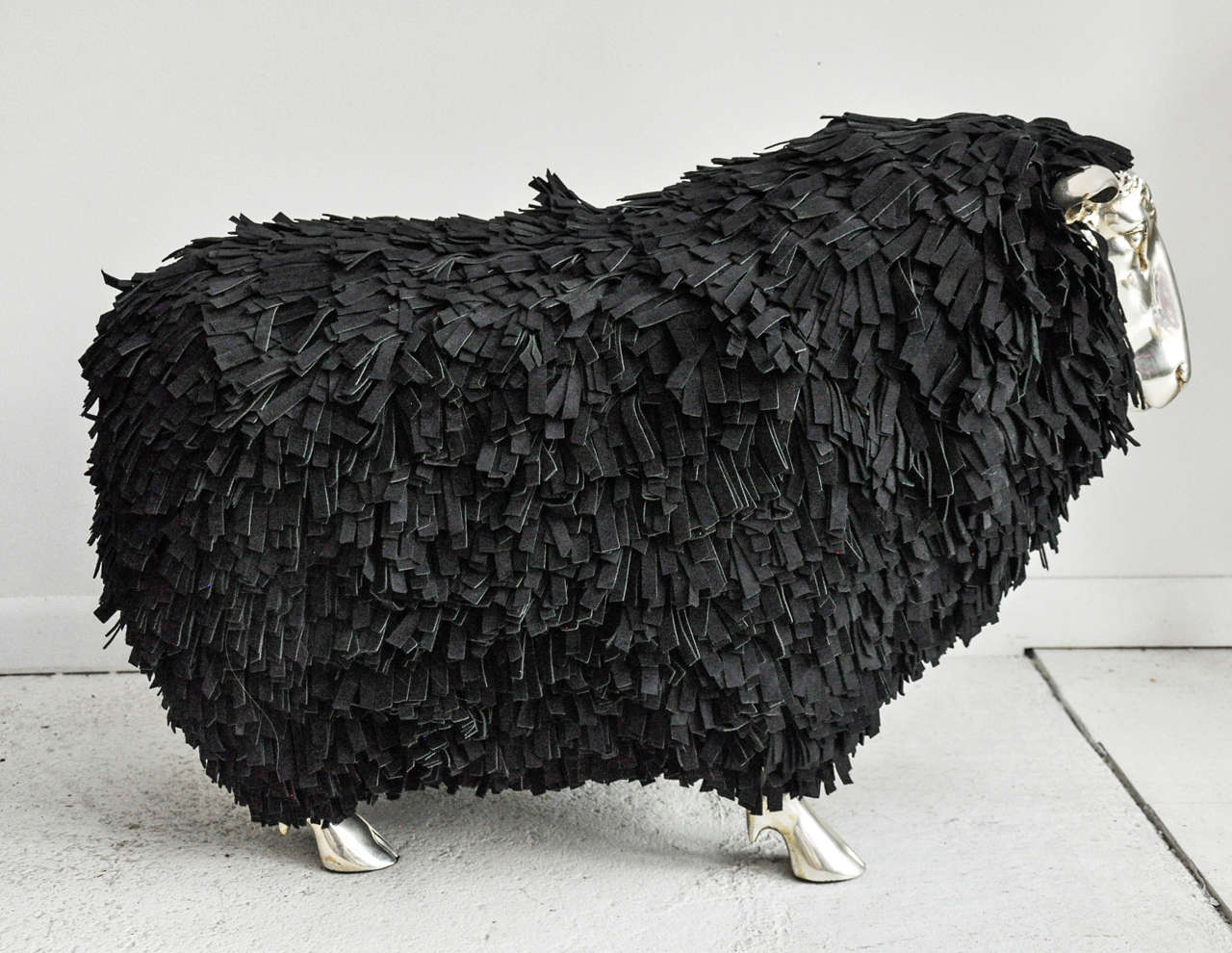 Silver and Black Sheep Stool at 1stDibs | black sheep footstool