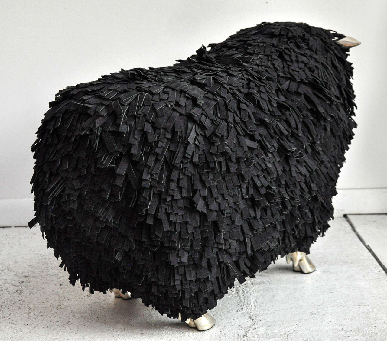 Silver and Black Sheep Stool at 1stDibs | black sheep footstool
