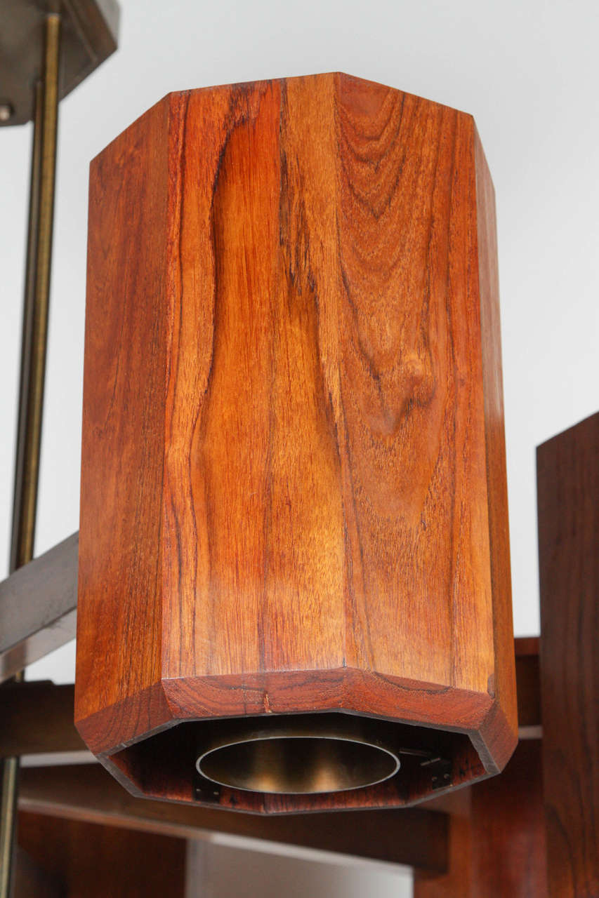 Massive Walnut and Brass Mid-Century Fixture at 1stDibs