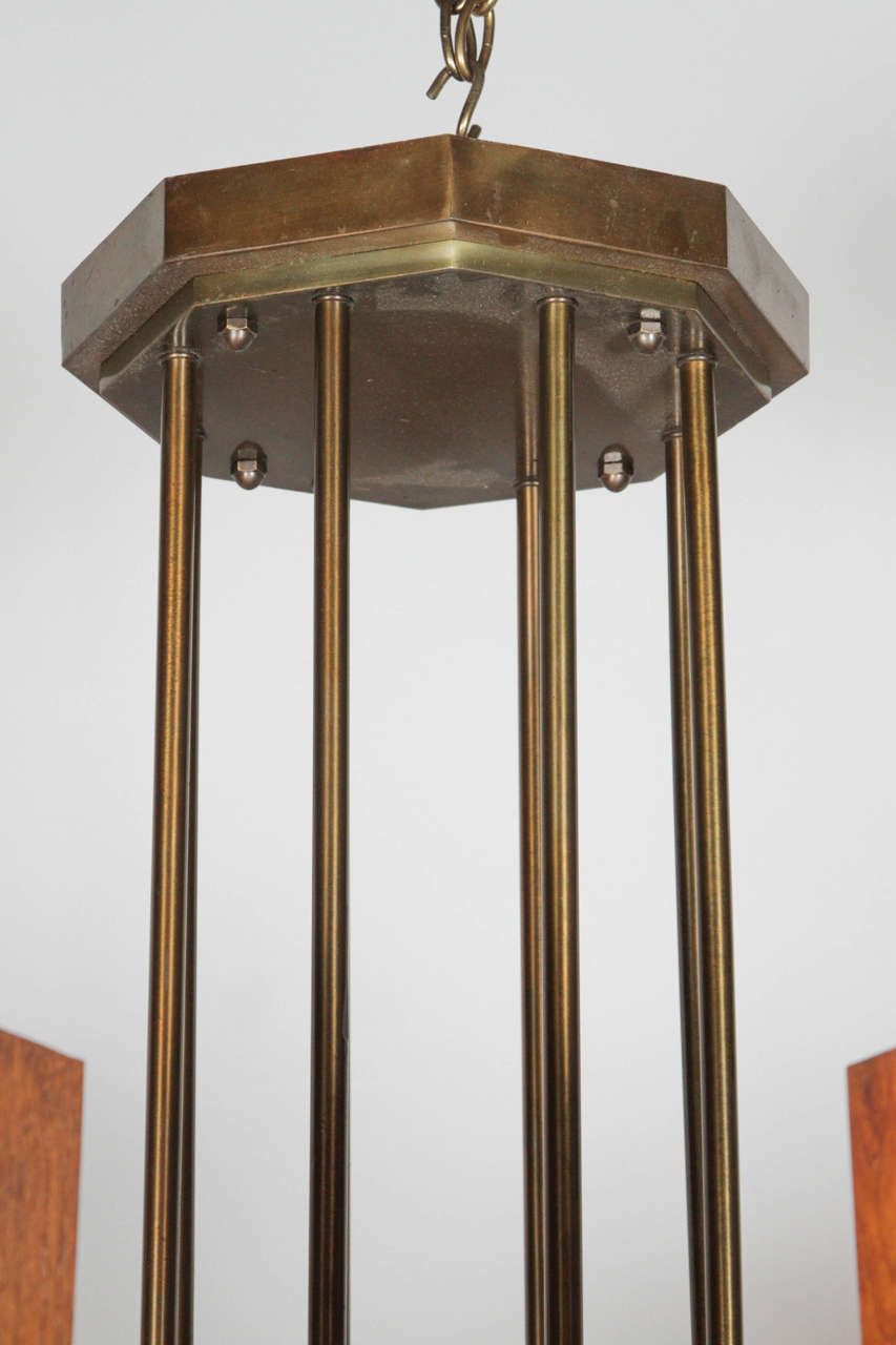 Massive Walnut and Brass Mid-Century Fixture at 1stDibs