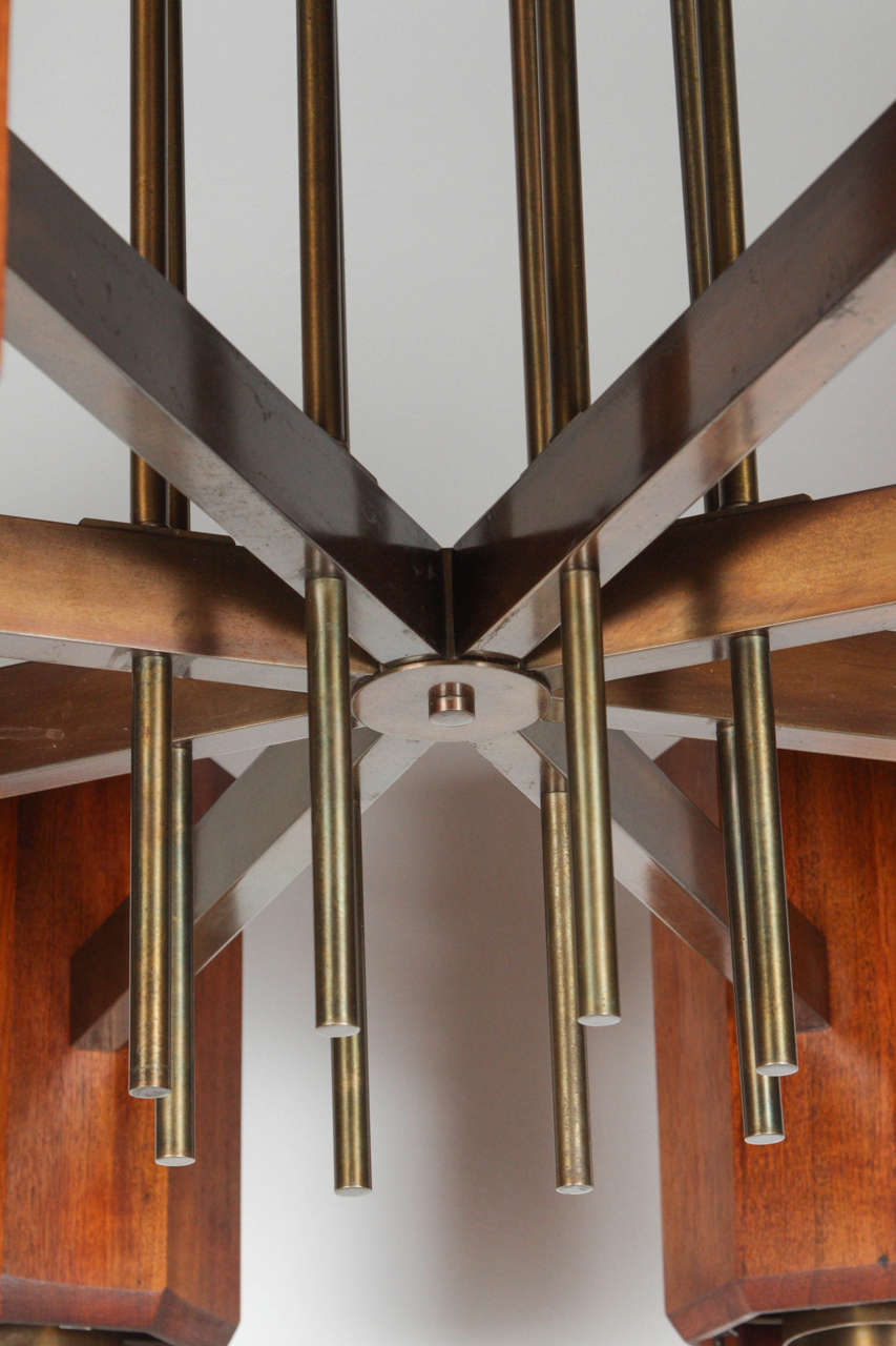 Massive Walnut and Brass Mid-Century Fixture at 1stDibs