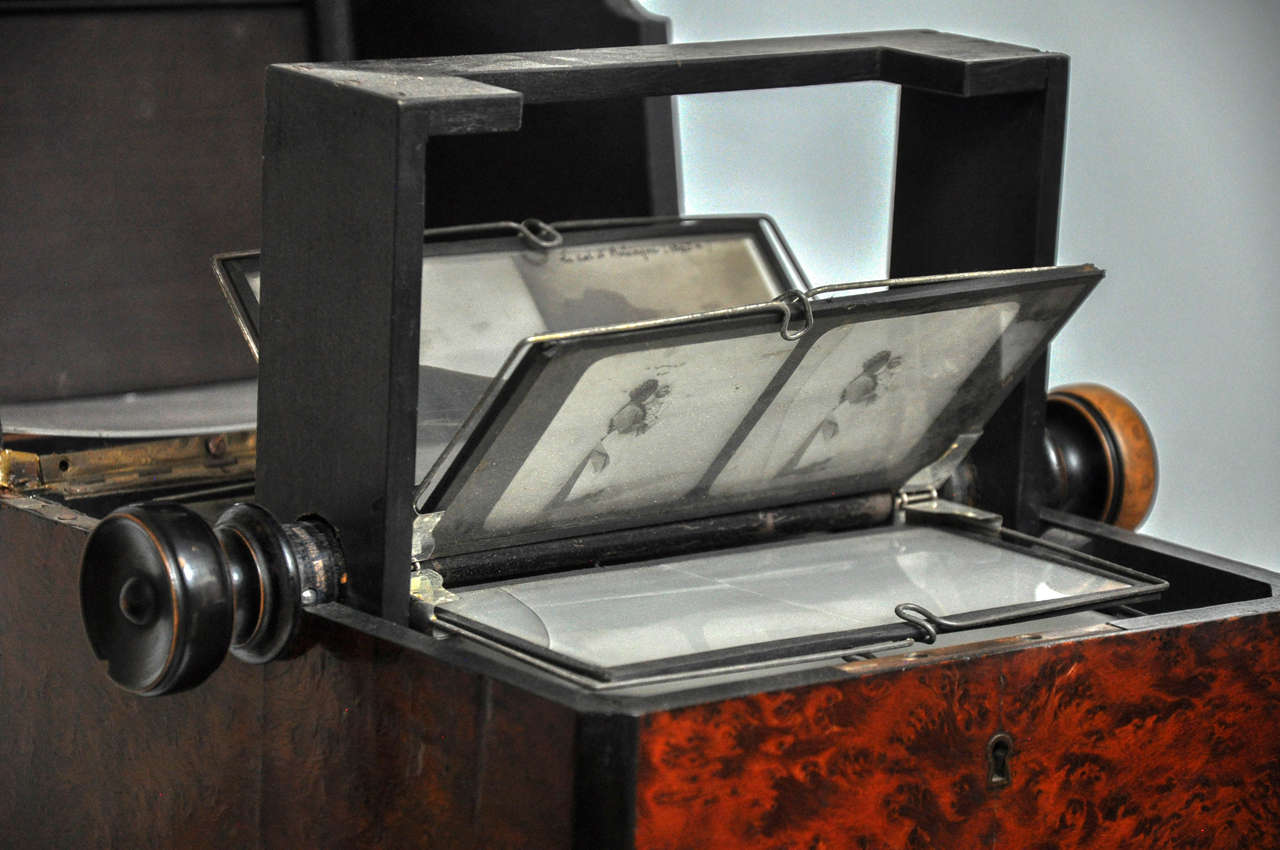French Antique Stereoscope with 100 Glass Slides, circa 1900 at 1stDibs