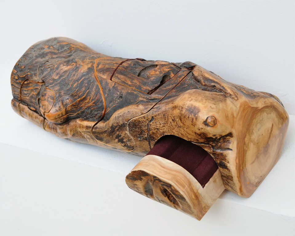 American Artisan Burl Wood Log "Puzzle Box" at 1stDibs