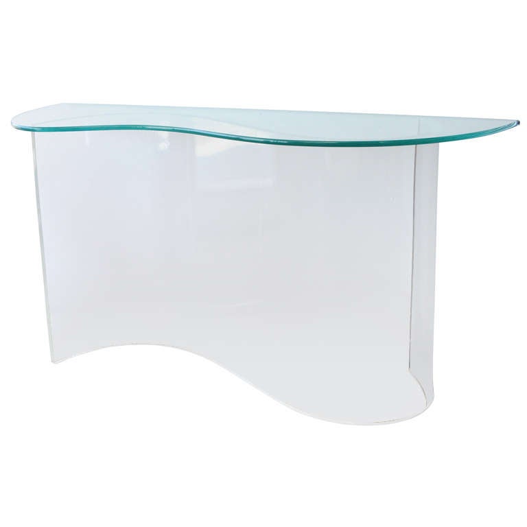 Wavy Lucite Console Table at 1stDibs | wavy console table, wavy desk