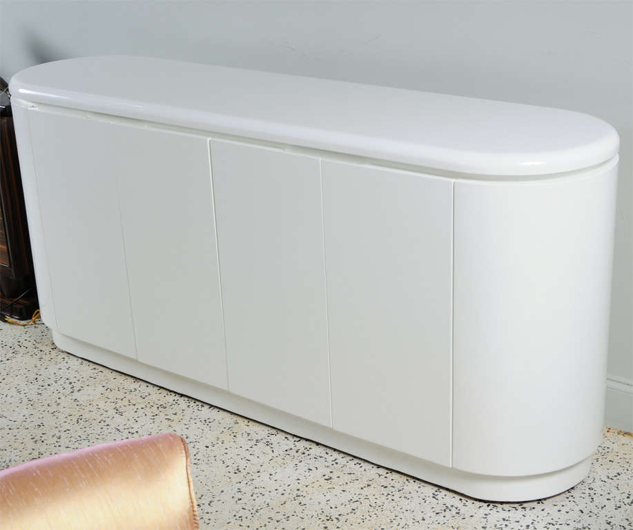 Mid Century Modern White Lacquered Tubular Floating Buffet at 1stDibs