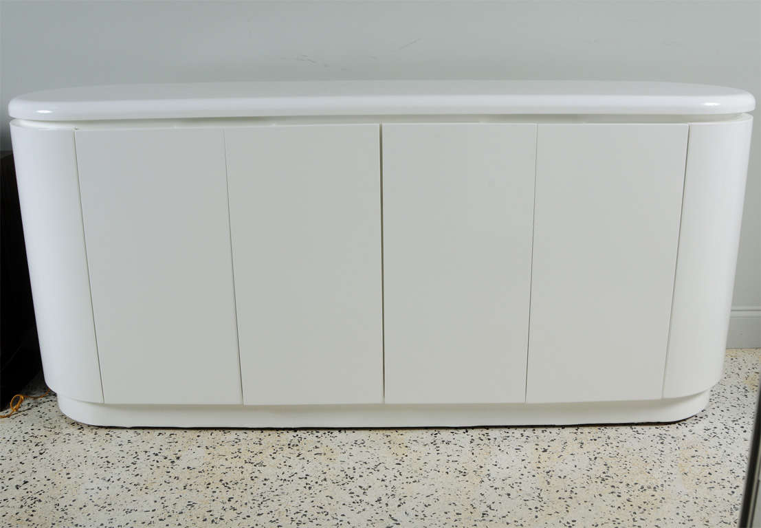 Mid Century Modern White Lacquered Tubular Floating Buffet at 1stDibs