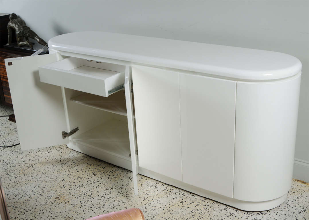 Mid Century Modern White Lacquered Tubular Floating Buffet at 1stDibs