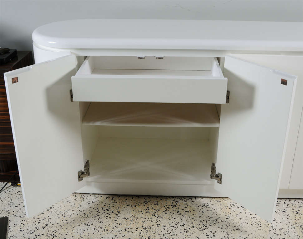 Mid Century Modern White Lacquered Tubular Floating Buffet at 1stDibs