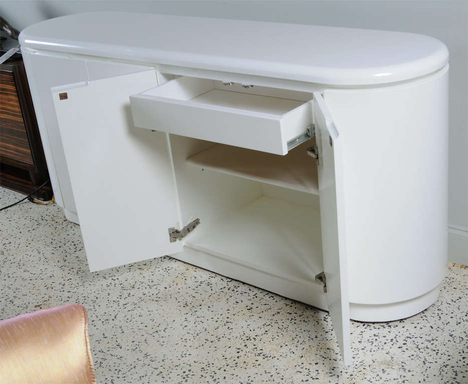 Mid Century Modern White Lacquered Tubular Floating Buffet at 1stDibs
