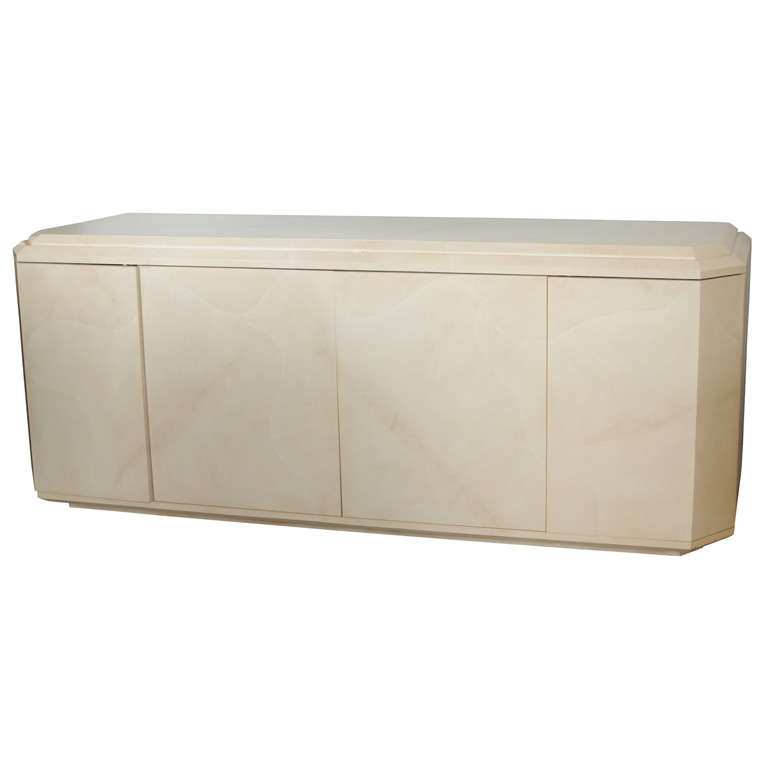Mid Century Modern "Faux" Parchment Contoured Buffet at 1stDibs