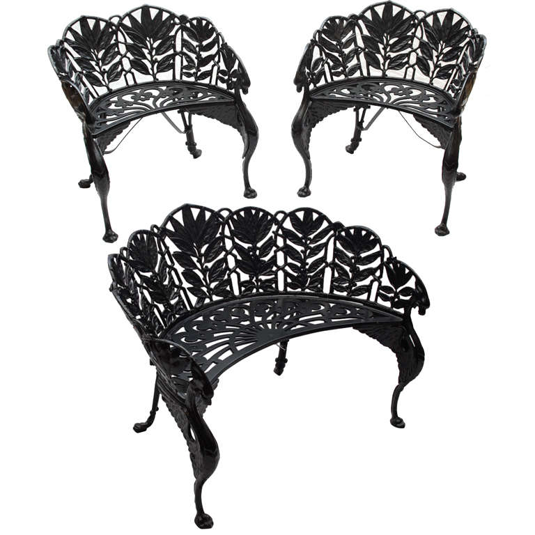 Laurel Leaf Garden Bench and Chairs For Sale at 1stDibs