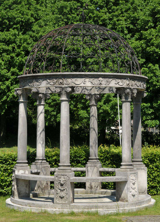 Carved Limestone and Wrought-Iron Rotunda at 1stDibs