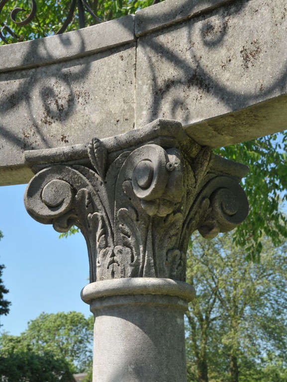 Carved Limestone and Wrought-Iron Rotunda at 1stDibs