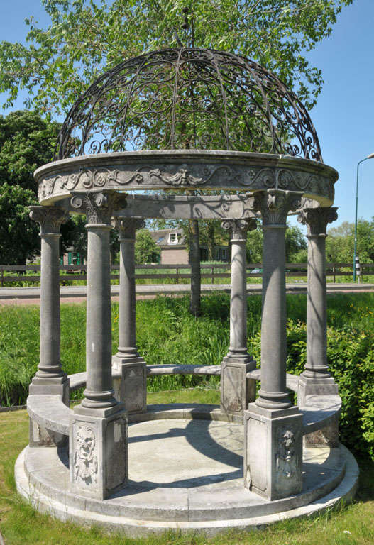 Carved Limestone and Wrought-Iron Rotunda at 1stDibs