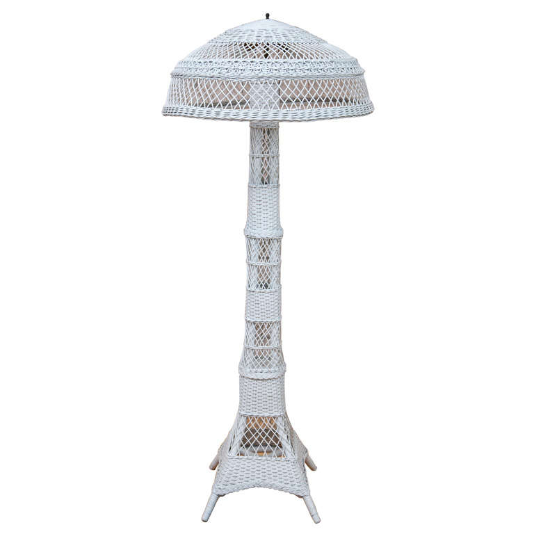 Antique Wicker Floor Lamp For Sale at 1stDibs | vintage wicker floor ...