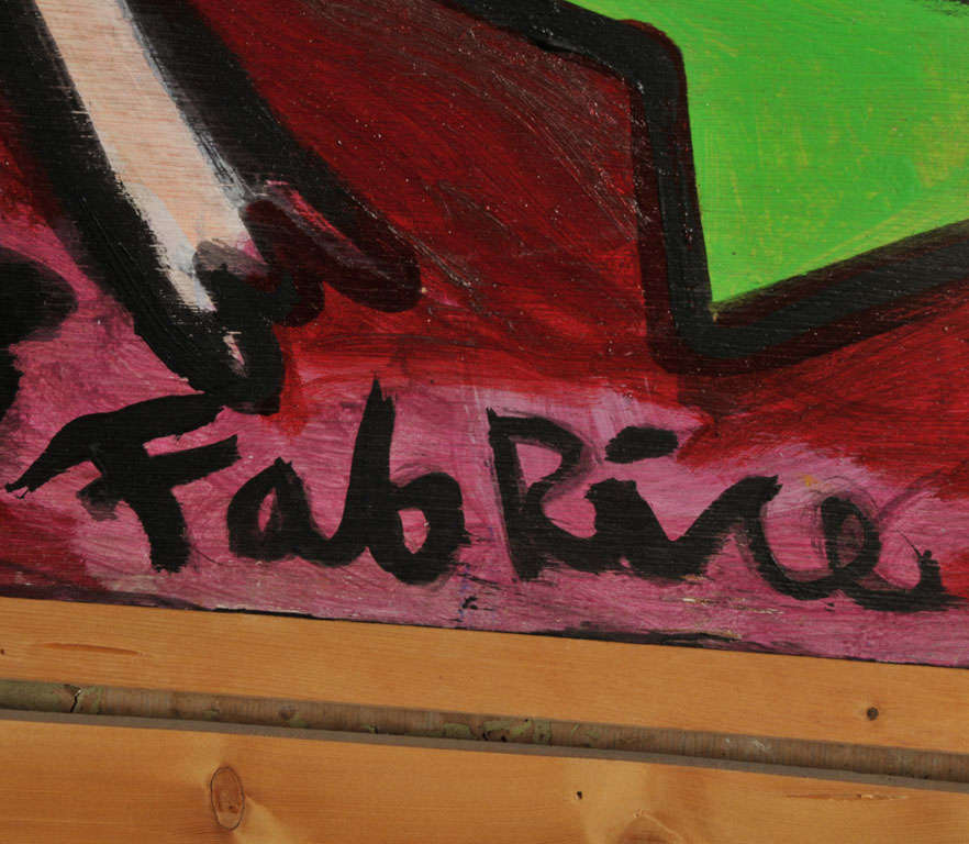 Wood panel painting by Fabrice - signed and dated For Sale at 1stDibs