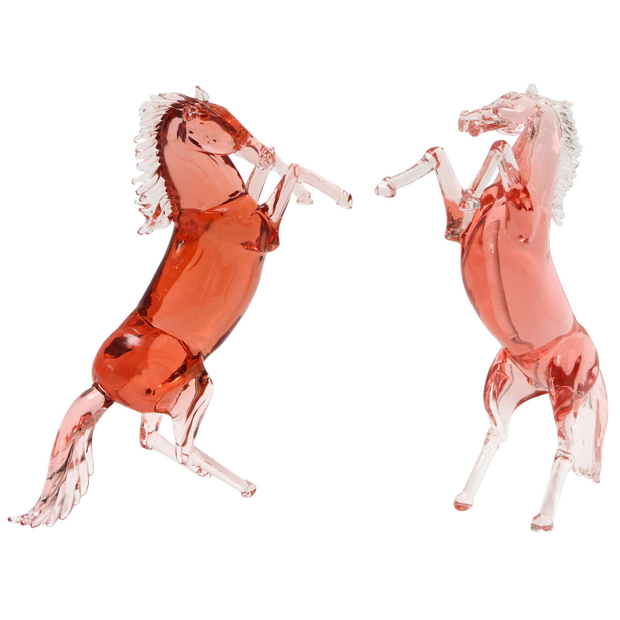 Pair of Murano Glass Stallions by Pino Signoretto at 1stDibs