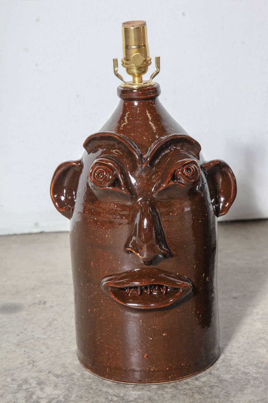 Pair of Handmade Pottery Face Jug Lamps at 1stDibs | pottery jug lamps