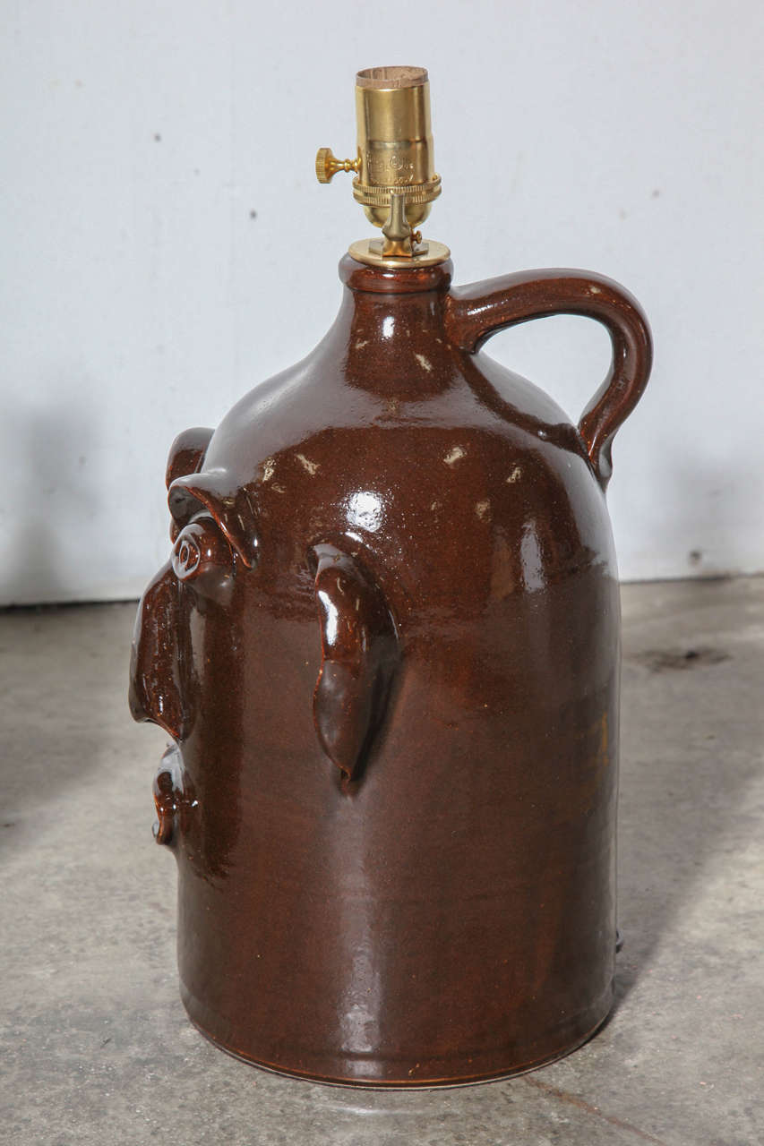 Pair of Handmade Pottery Face Jug Lamps at 1stDibs | pottery jug lamps