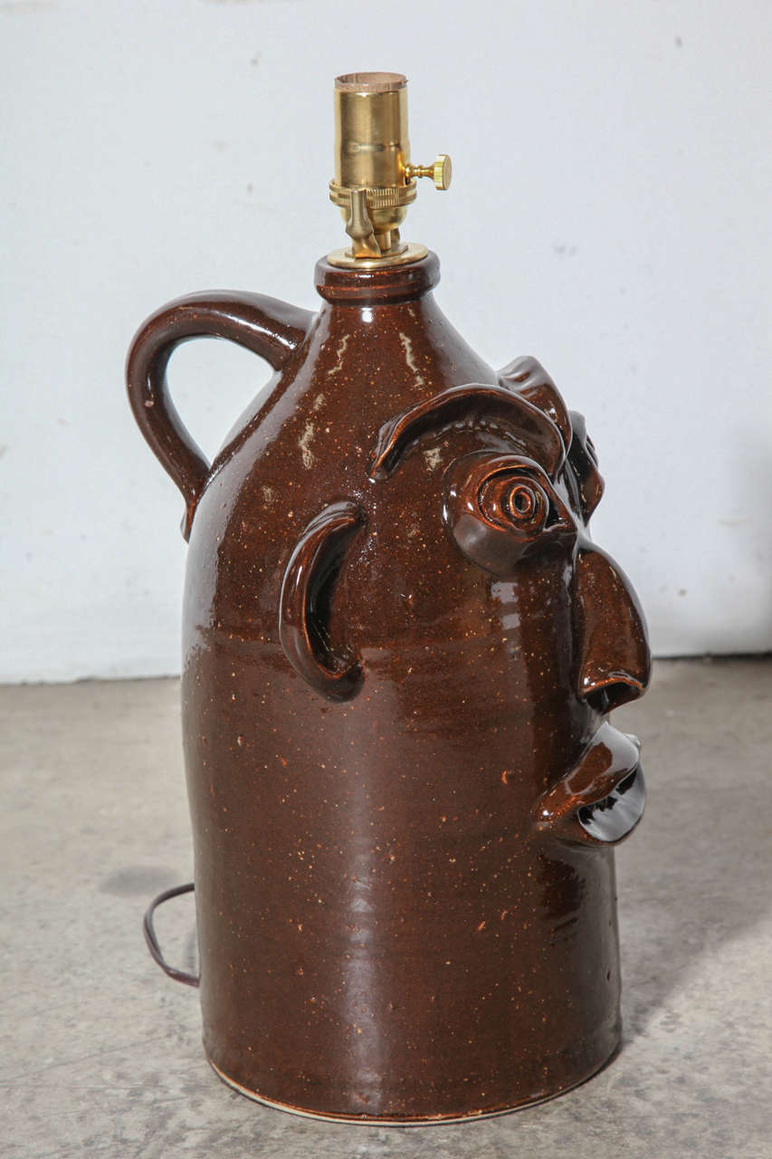 Pair of Handmade Pottery Face Jug Lamps at 1stDibs | pottery jug lamps