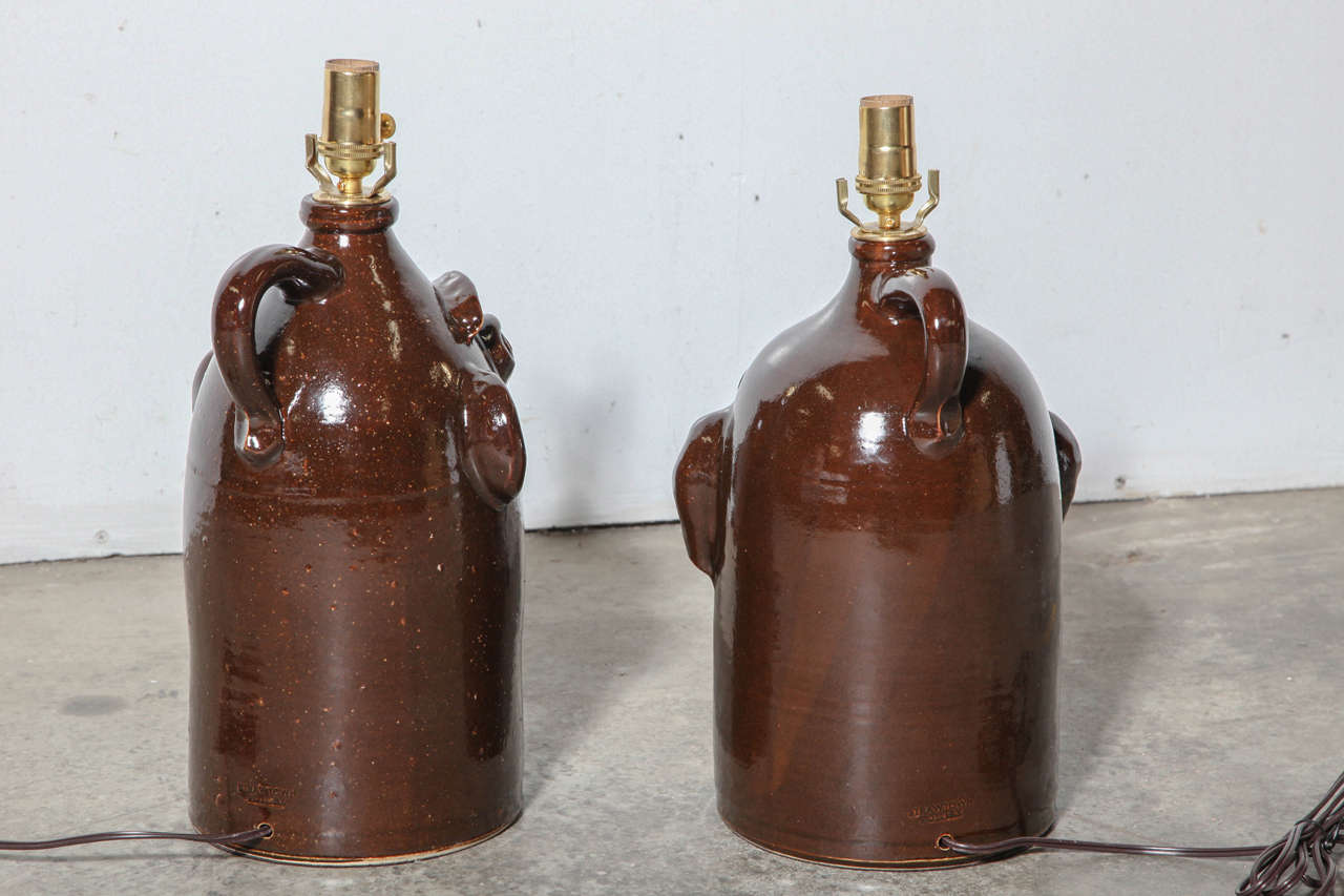 Pair of Handmade Pottery Face Jug Lamps at 1stDibs | pottery jug lamps