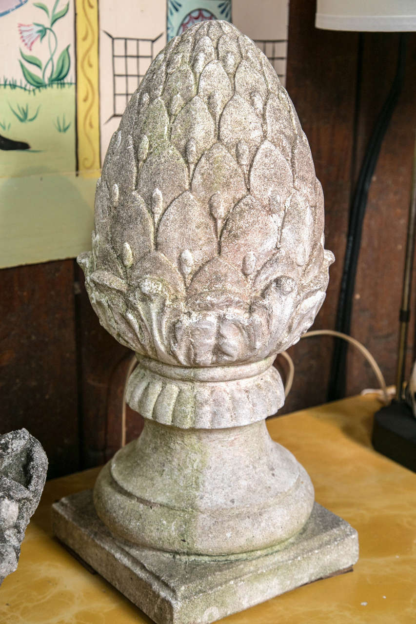Pair of Cast Stone Pine Cone/Artichoke Garden Finials at 1stDibs ...