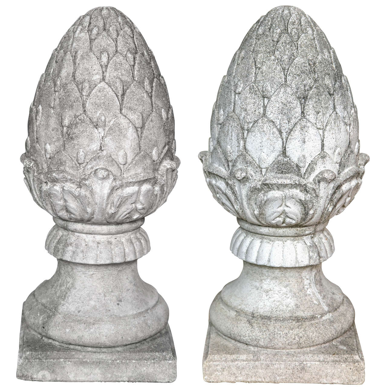 Pair of Cast Stone Pine Cone/Artichoke Garden Finials at 1stDibs ...