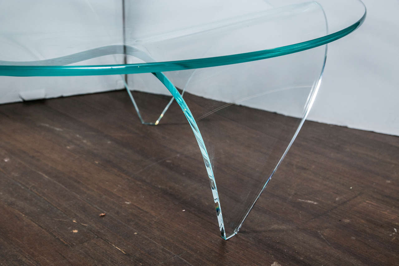 Pace Round Glass-Top and Glass Base Coffee Table For Sale at 1stDibs