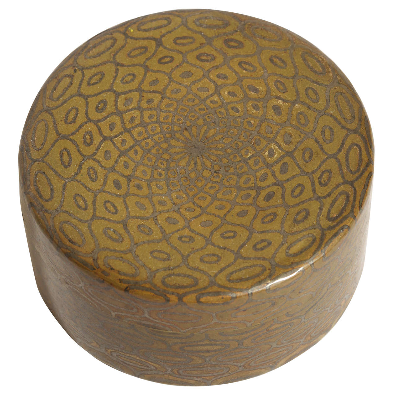 Jean Dunand French Art Deco Dinanderie Round Box For Sale at 1stDibs