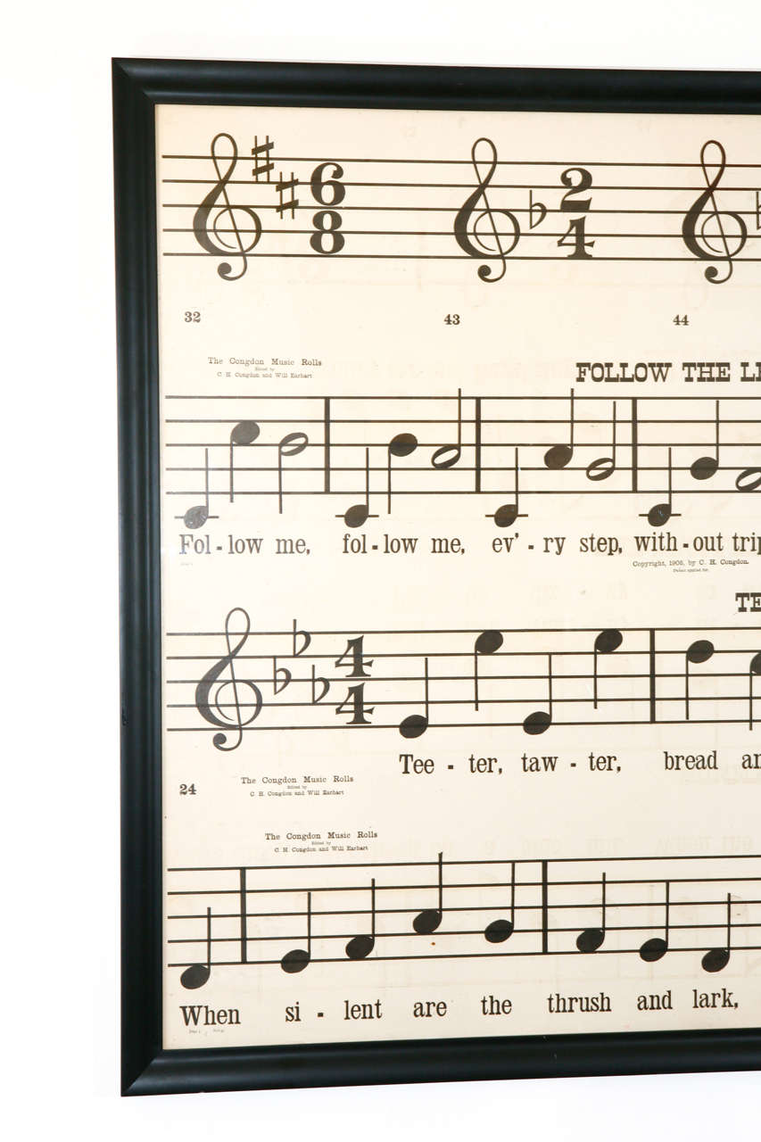 Vintage Framed C.H. Congdon Music Roll at 1stDibs