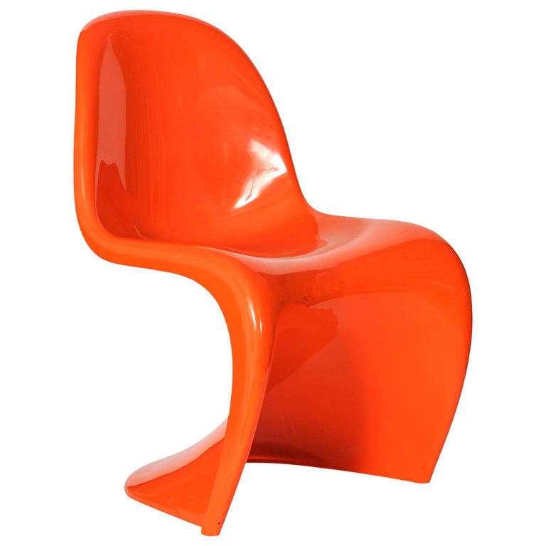 Pair of Orange Original Panton S Chairs by Verner Panton for Herman ...
