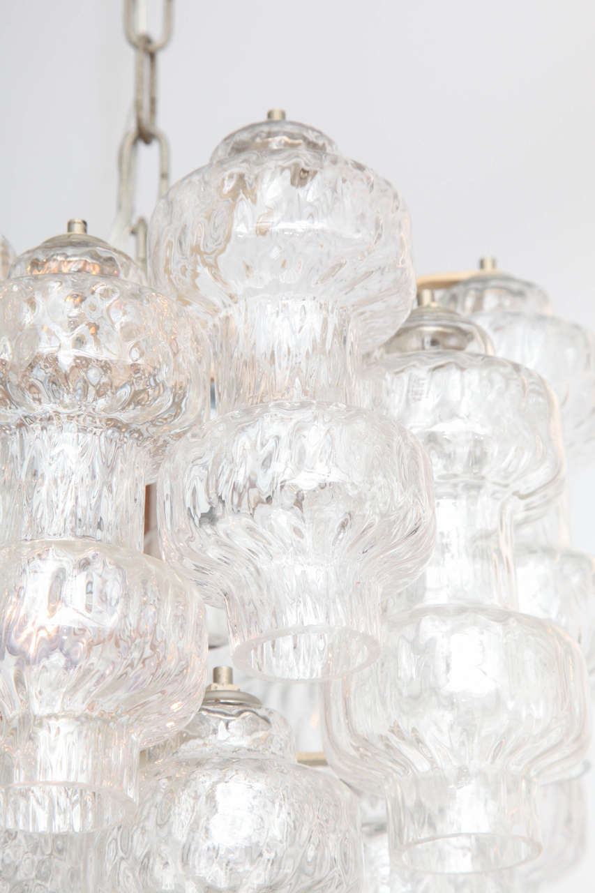 Pair of Carlo Scarpa Style Murano Glass and Chrome Pendants at 1stDibs