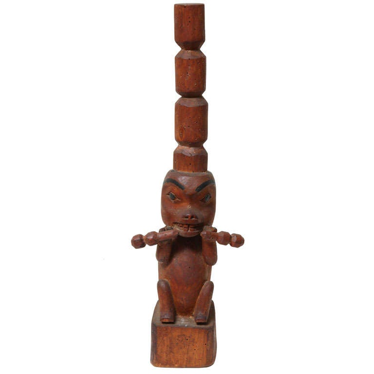 North West Coast Tlingit Wood Totem with Potlatch Rings at 1stDibs