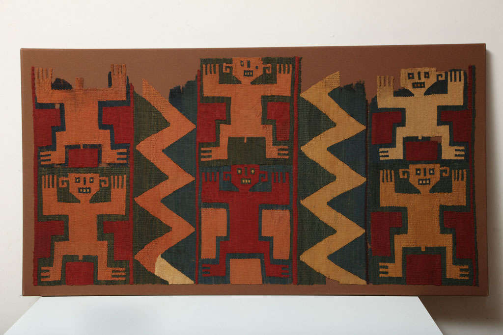 Pre Columbian Nazca Graphic Four Figure Textile Panel For Sale at 1stDibs