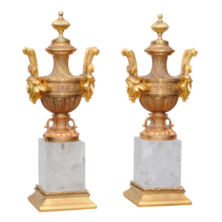 Ornamental Rock Crystal and Gold Leaf Trophy/Urns -Objets D'arts For ...