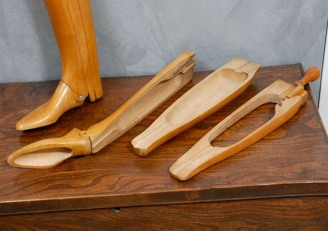 Pair of Antique Riding Boot Forms in Wood at 1stDibs