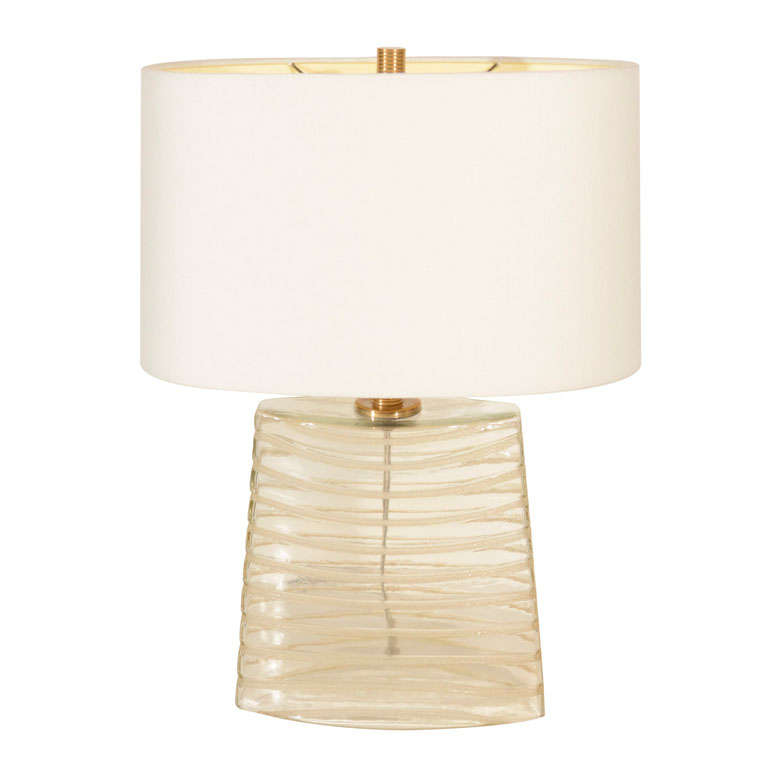 Modernist Smoked Glass Table Lamp with Geometric Trapezoid Form at 1stDibs