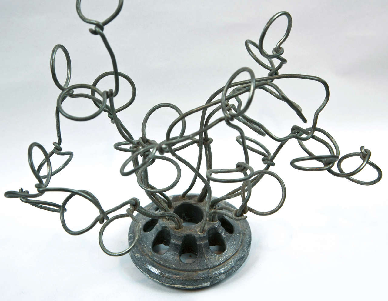 'curly' metal garden flower frog at 1stDibs
