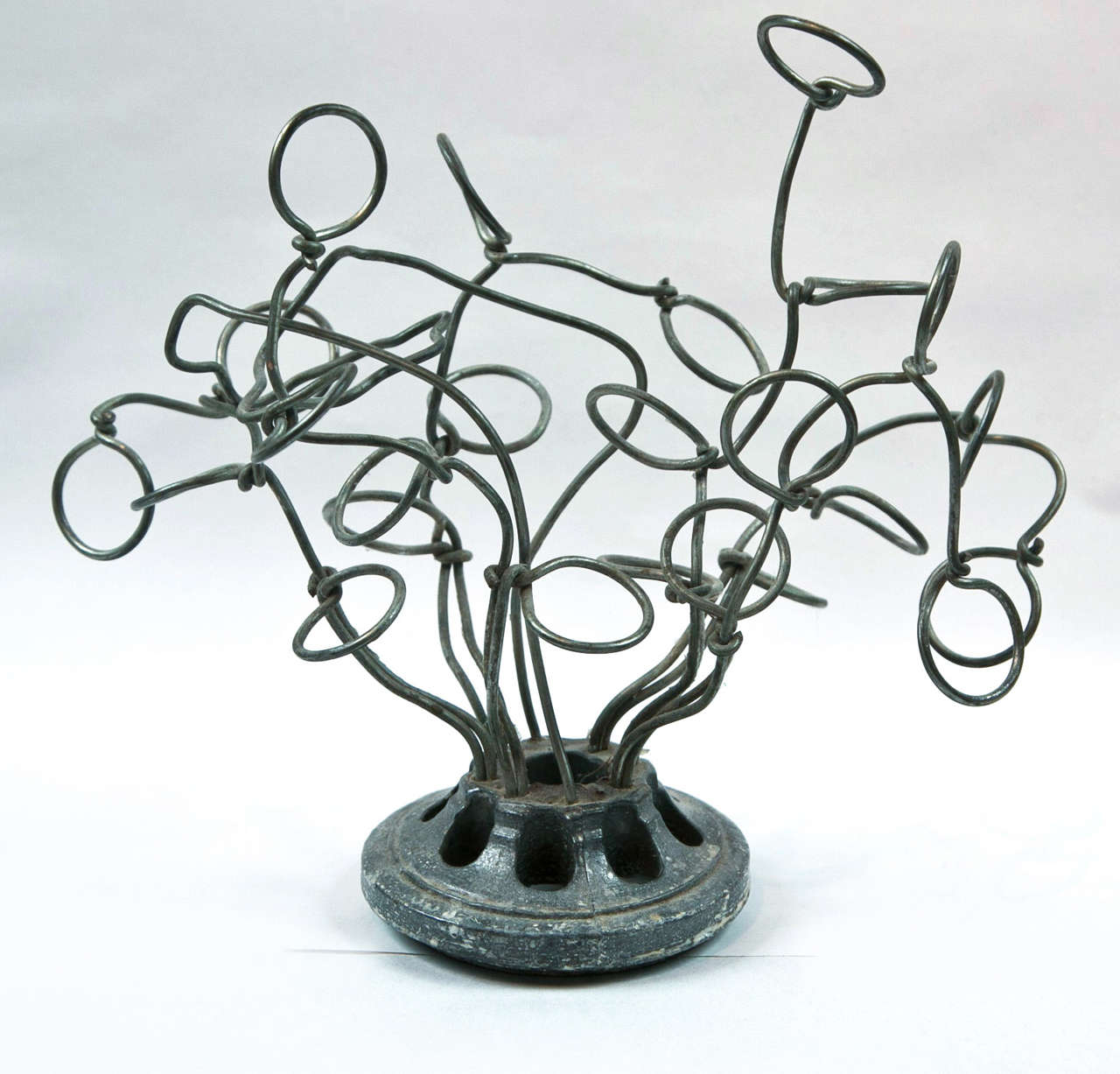 'curly' metal garden flower frog at 1stDibs