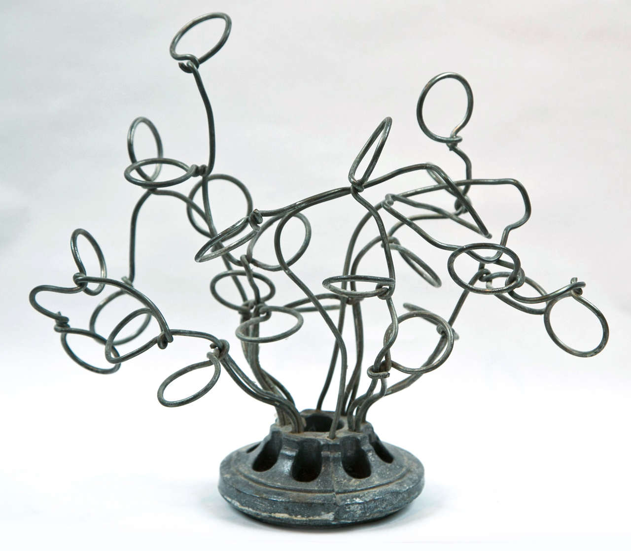 'curly' metal garden flower frog at 1stDibs