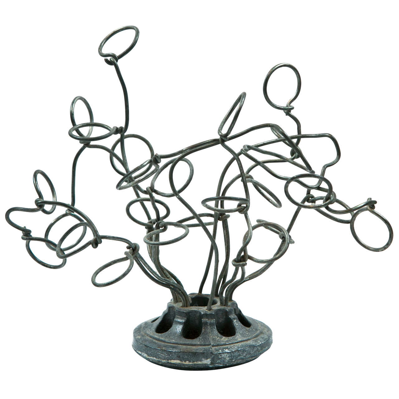 'curly' metal garden flower frog at 1stDibs