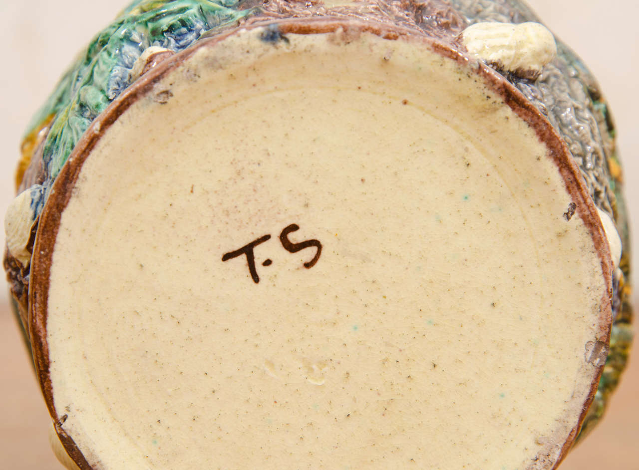 French Majolica Palissy Ware Vase by Thomas Sergent at 1stDibs
