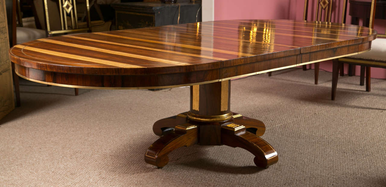 19th C Rosewood Russian Style Dining Table Gilt Wooden Designs Pedestal ...
